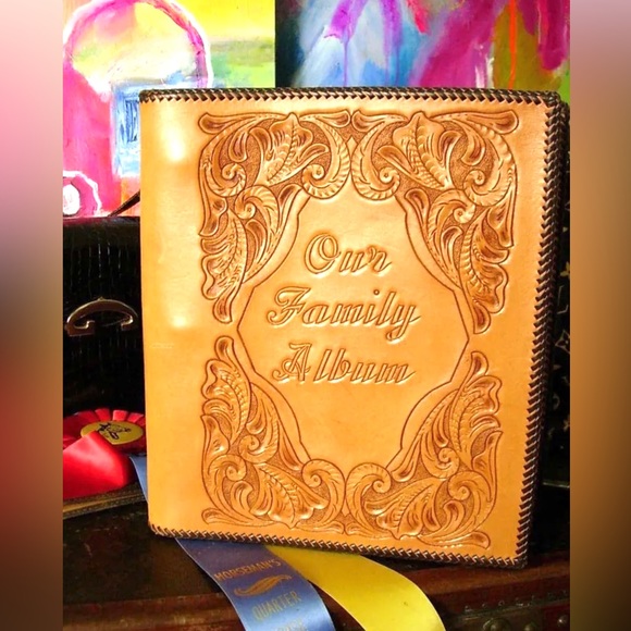 Hand Crafted | Accents | Rare Vintage Hand Tooled Leather Family Photo ...